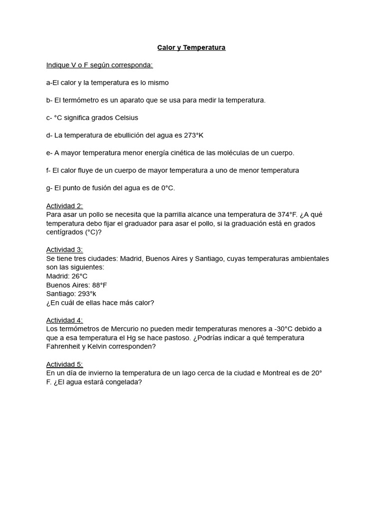 Calor y Temperatura | PDF