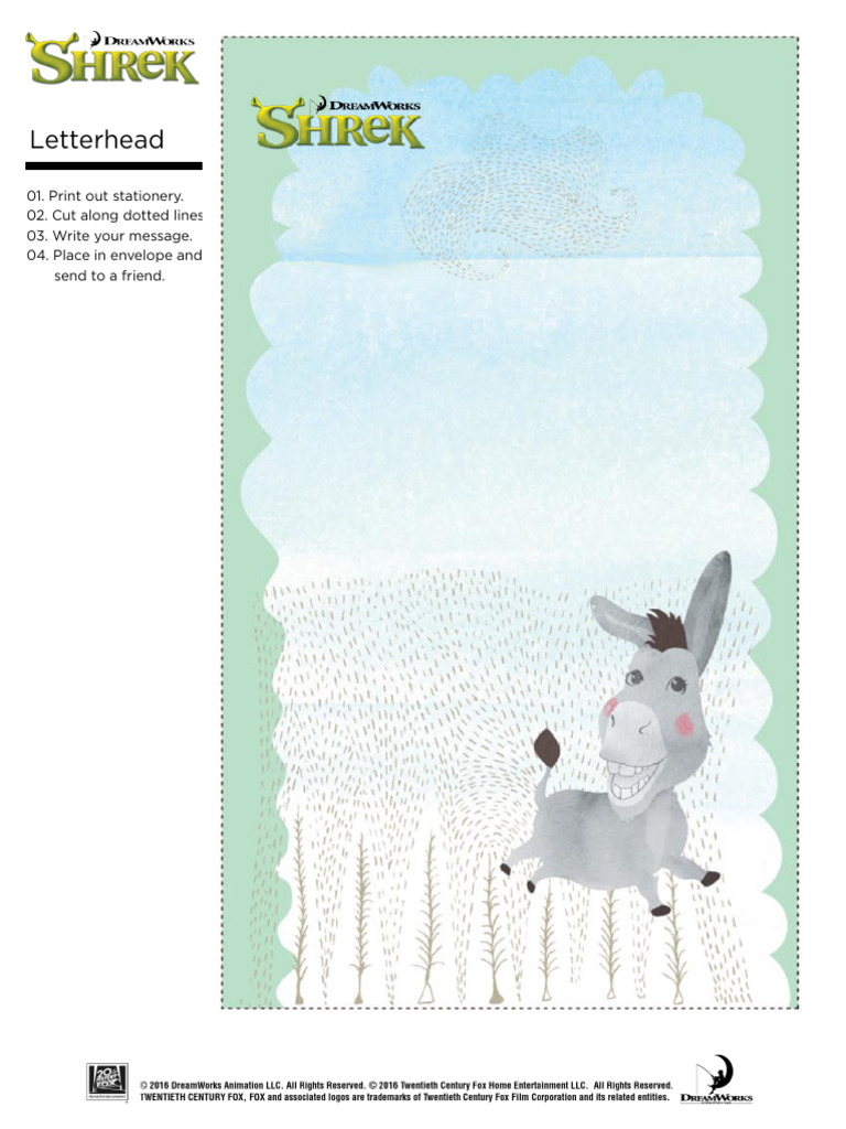 Free Shrek Stationery Printables | PDF