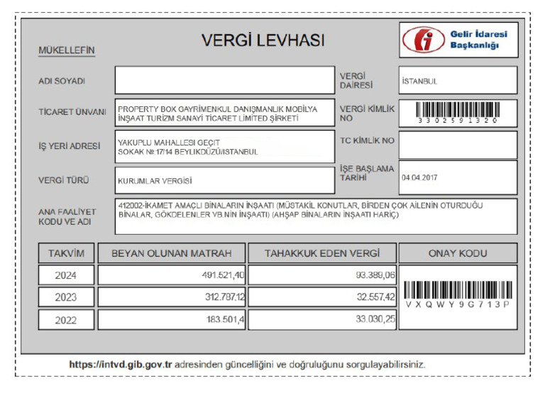 Vergi Sicil Kaydı Dökümü | PDF