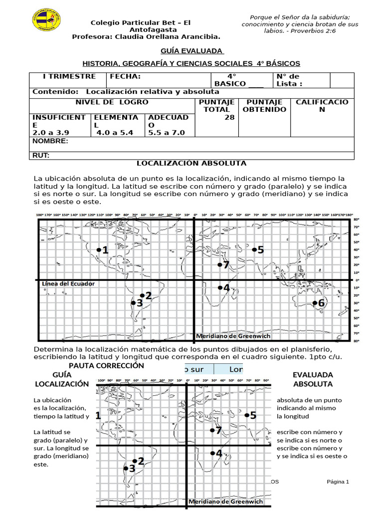 Guía Evaluada de Historia 4°básico | PDF | Longitud | Geofísica