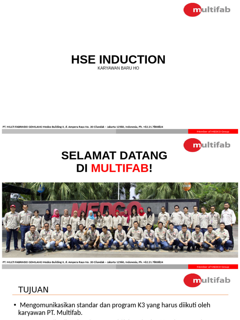 Hse Induction - Karyawan Baru Ho | PDF