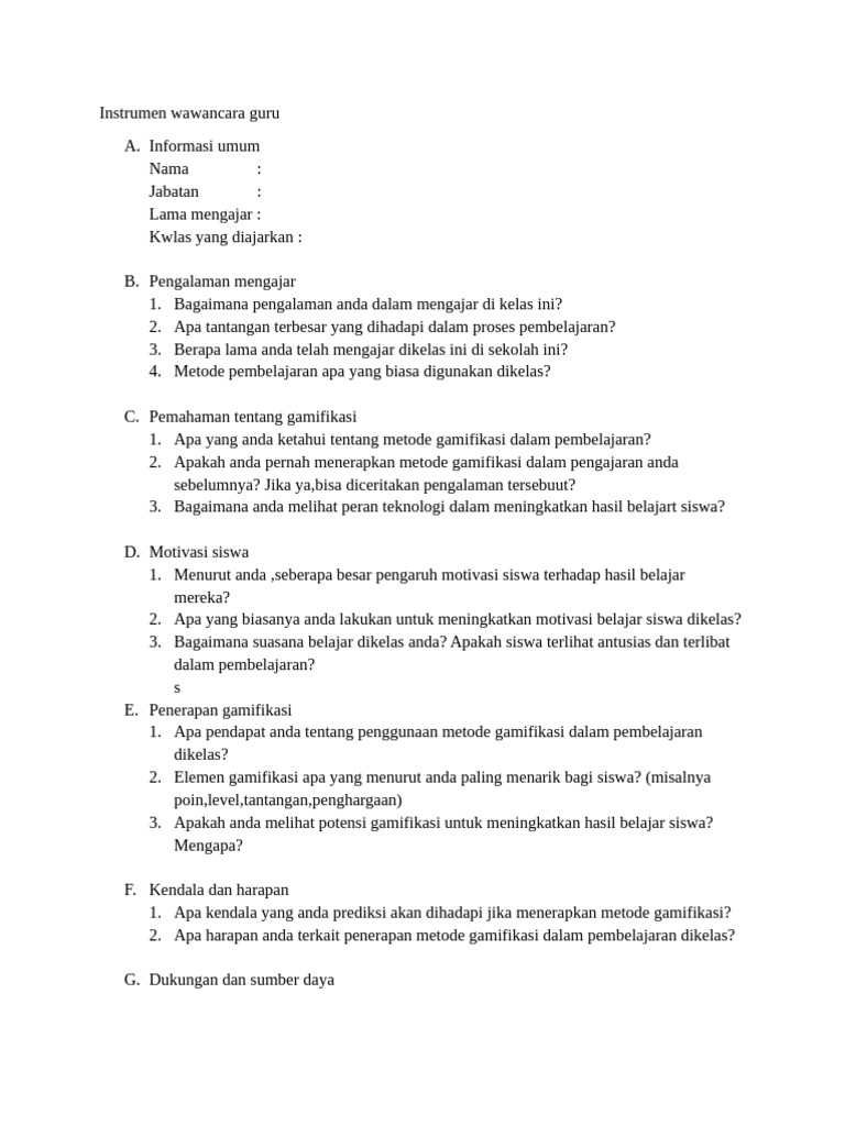 Instrumen wawancara guru | PDF