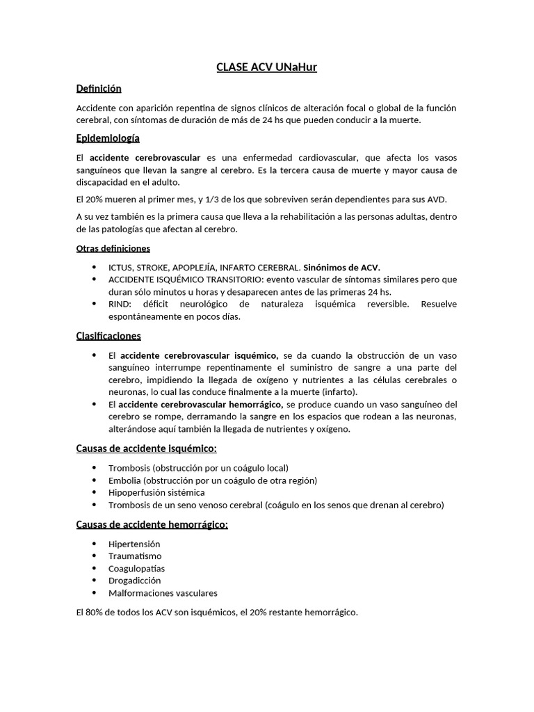 Clase Acv Intro | PDF | Carrera | Isquemia