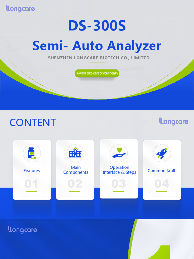 Longcare DS300S Semi-Auto Chemistry Analyzer Presentation | PDF | Calibration | Analog To ...