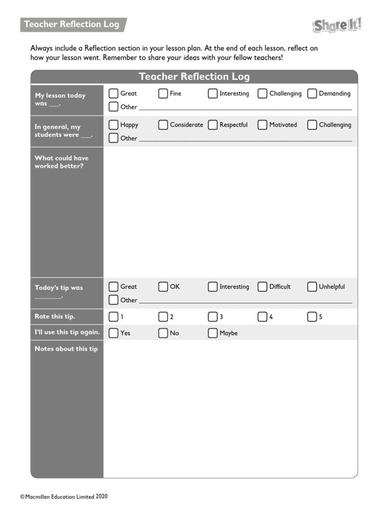 SI TRC Teacher Reflection Log | PDF