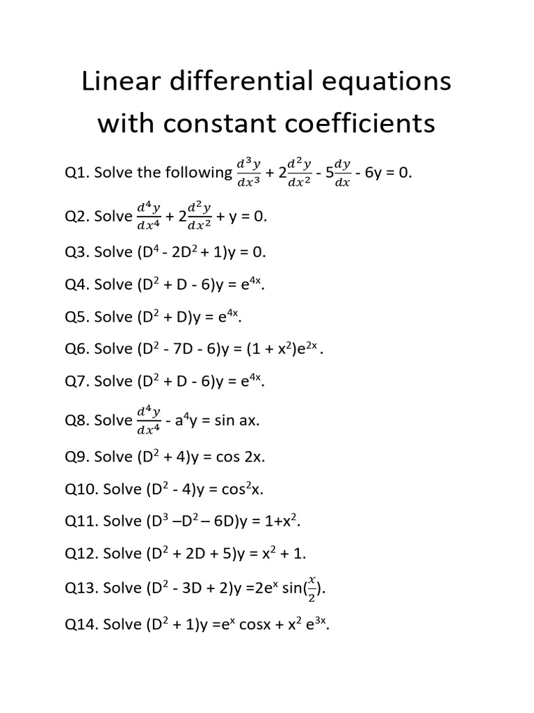 Linear Differential Equations With Constant Coefficients | PDF