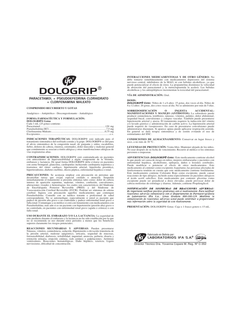 PSL DOLOGRIP Gotas | PDF | Alergia | Medicamentos con receta