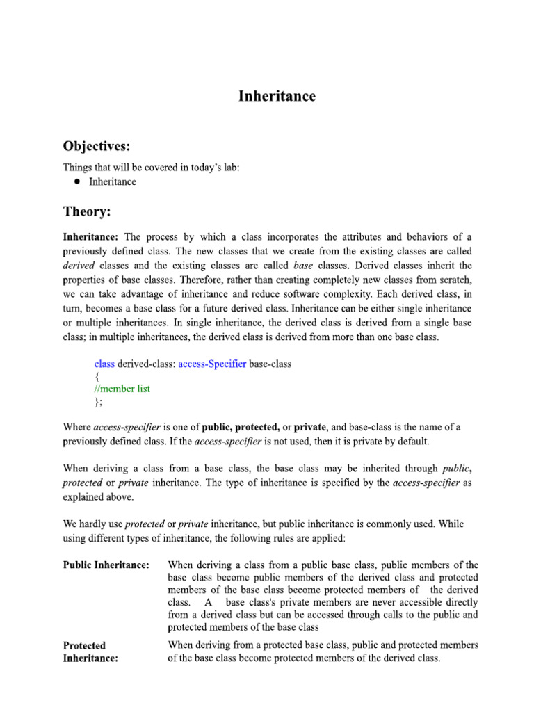 Inheritance Lab | PDF