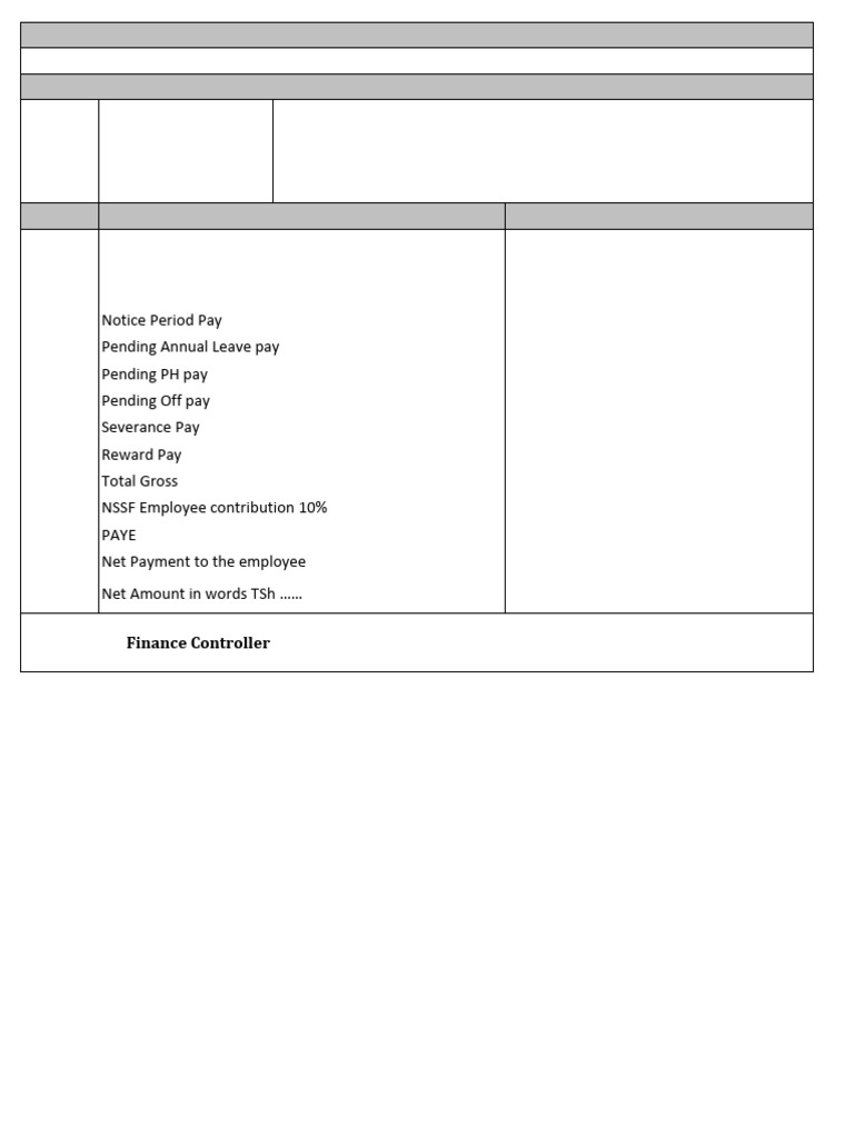 Final Settlement Payslip | PDF