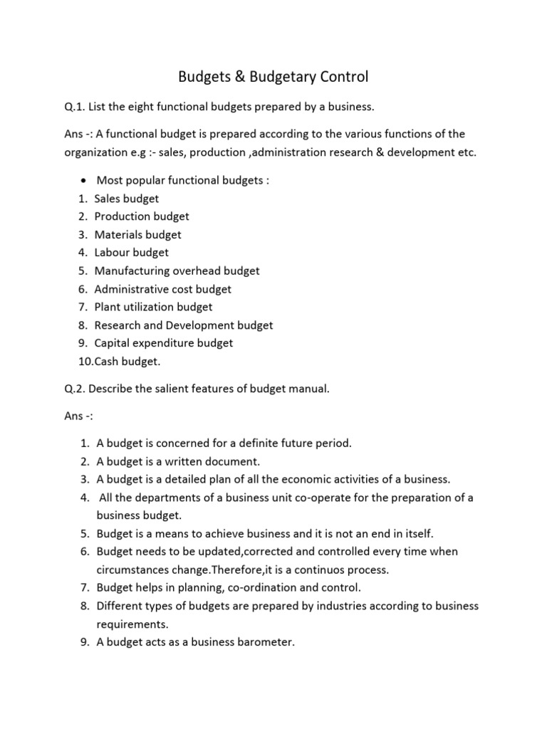 Budgets Budgetary Control | PDF | Budget | Business