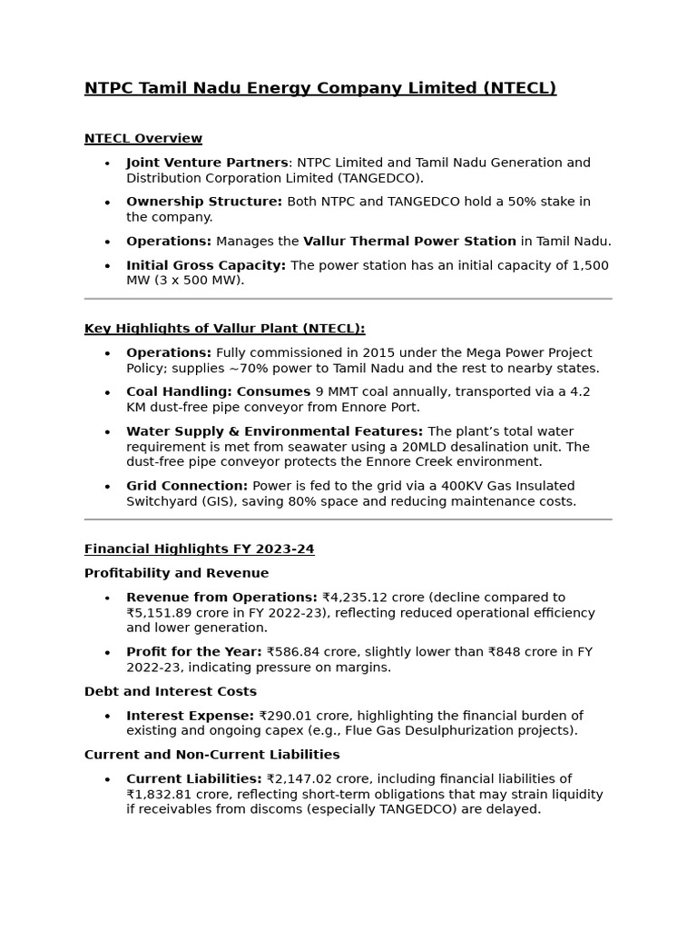 NTPC Tamil Nadu Energy Company Limited | PDF | Coal | Air Pollution