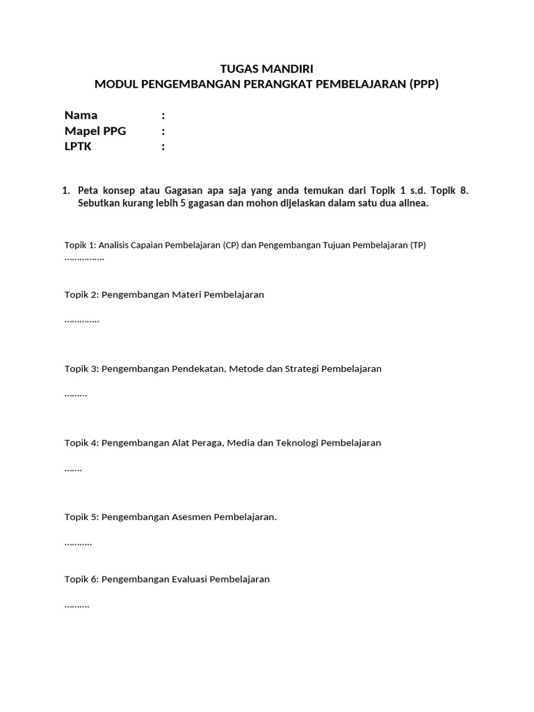 Format Tugas Mandiri Modul PPP 2 | PDF