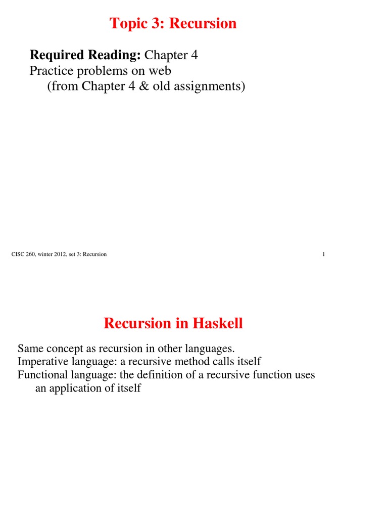 Recursion Concepts in CISC 260 | PDF
