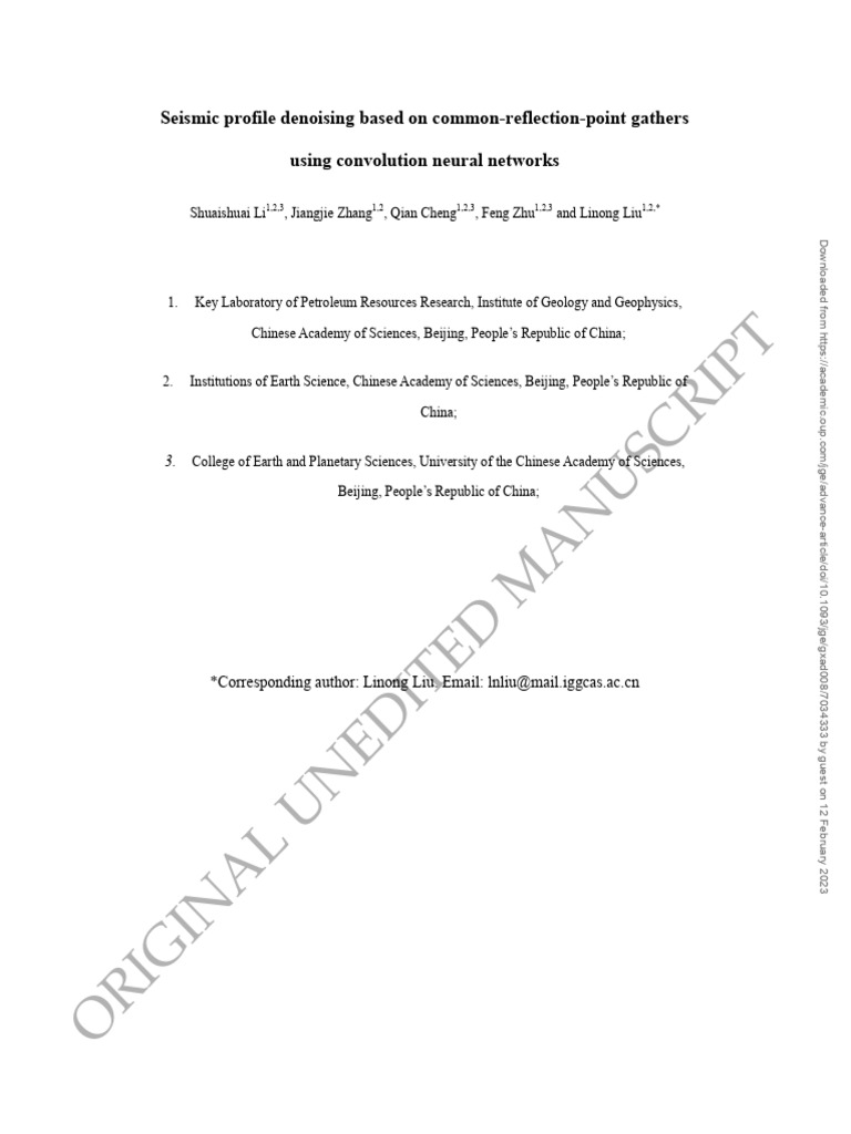 Seismic Profile Denoising Based On Common-Reflecti | PDF | Deep ...