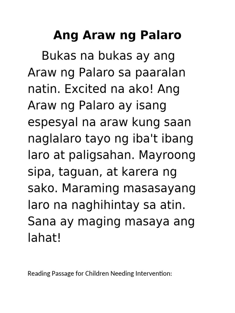 Ang Araw NG Palaro | PDF