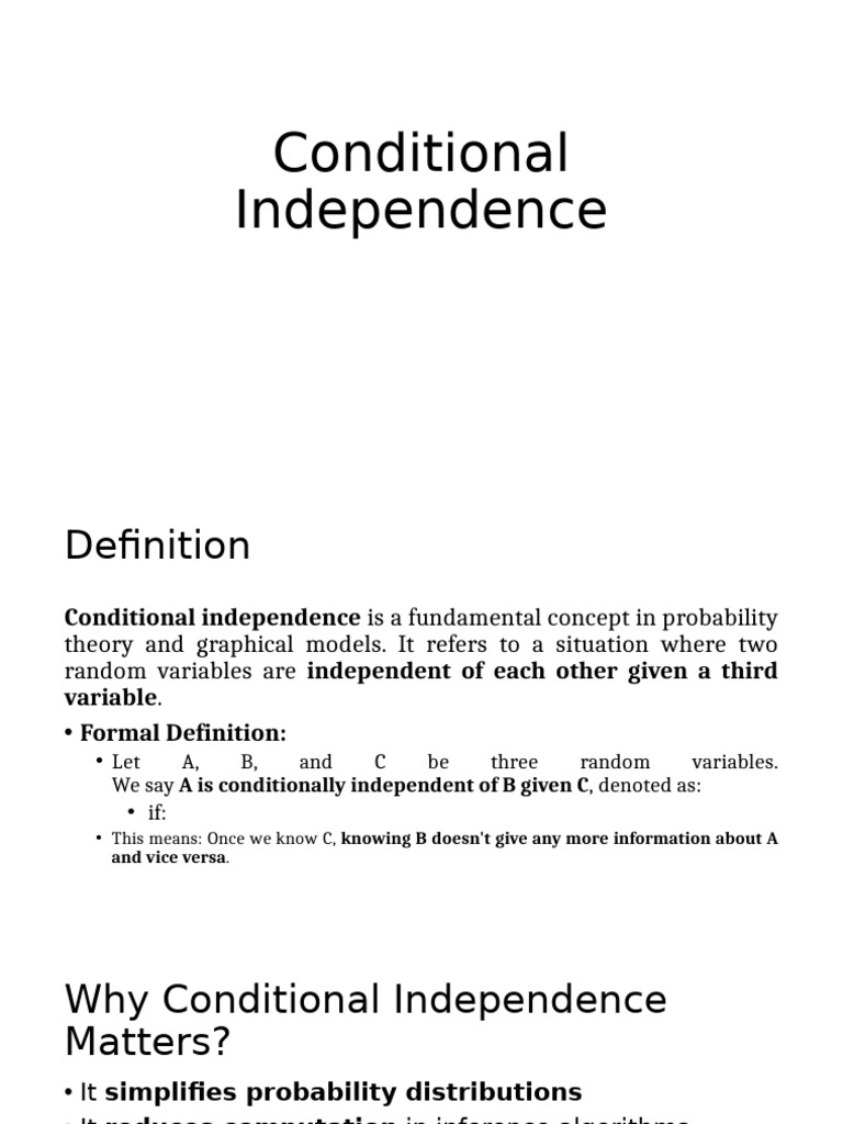 Conditional Independence | PDF | Bayesian Network | Applied Mathematics