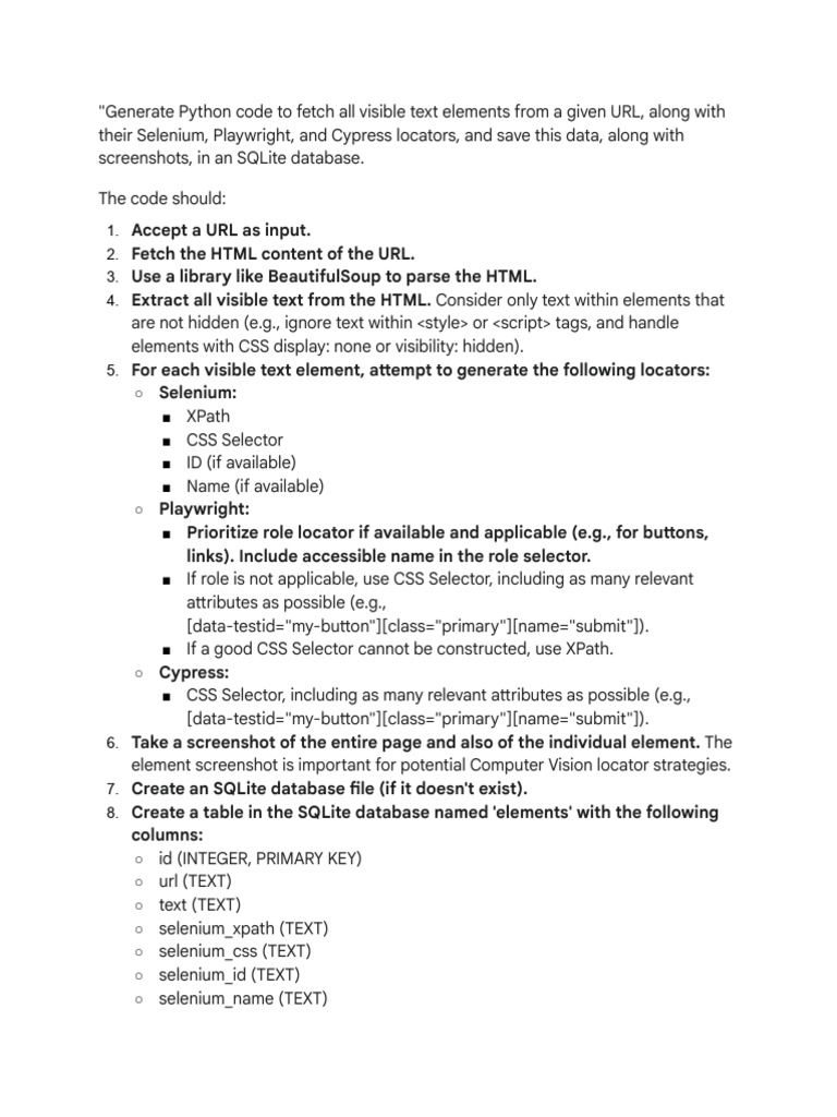 Fetch Visible Objects, Locators, Screenshots, and Save To SQLite | PDF | Computing | Software ...