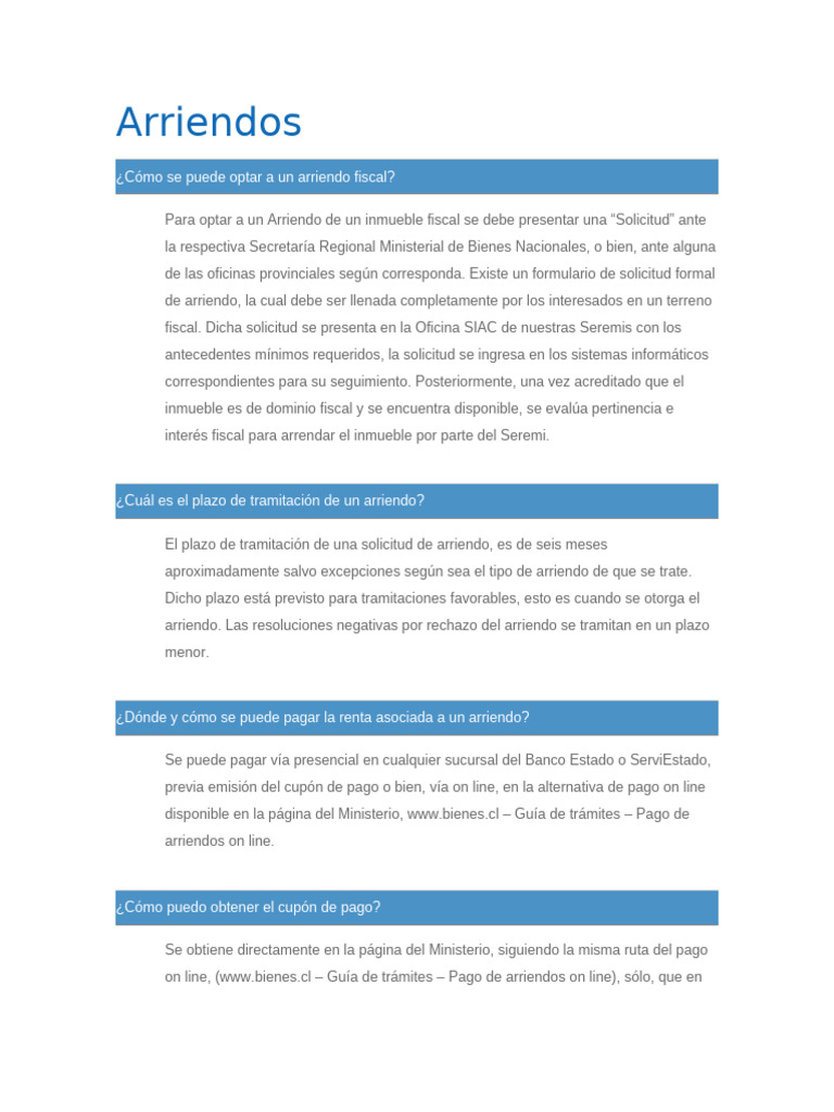 Arriendos Predios Fiscales | PDF