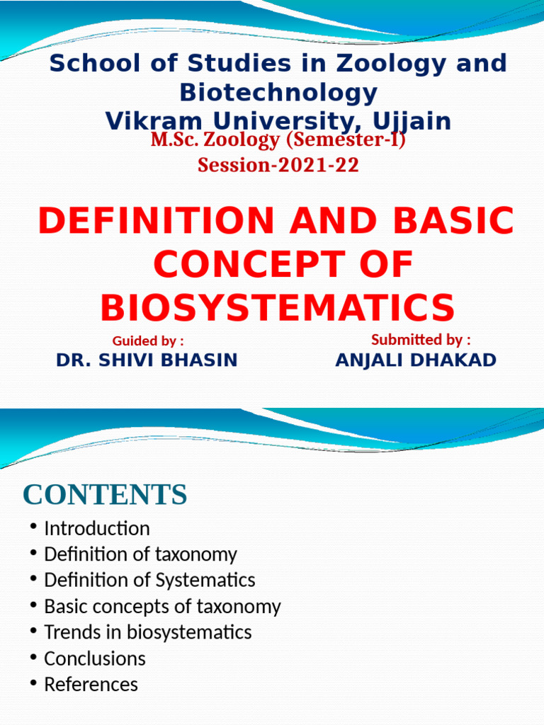 Basic Concepts of Biosystematics and Taxonomy, Trends in Biosystematics (FINAL) | PDF | Taxonomy ...