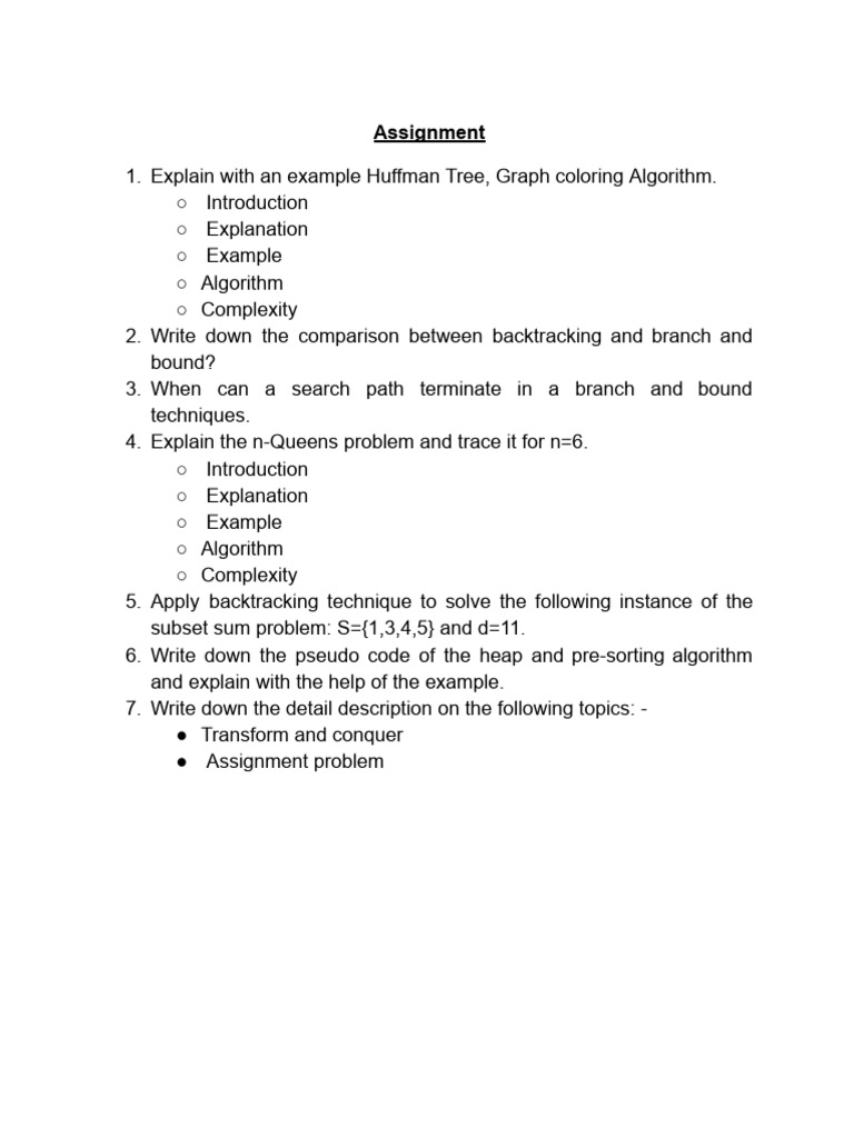 ADA Theory Assignment | PDF