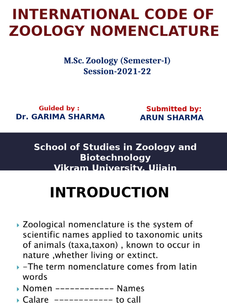 International Code For Zoology Nomenclature | PDF
