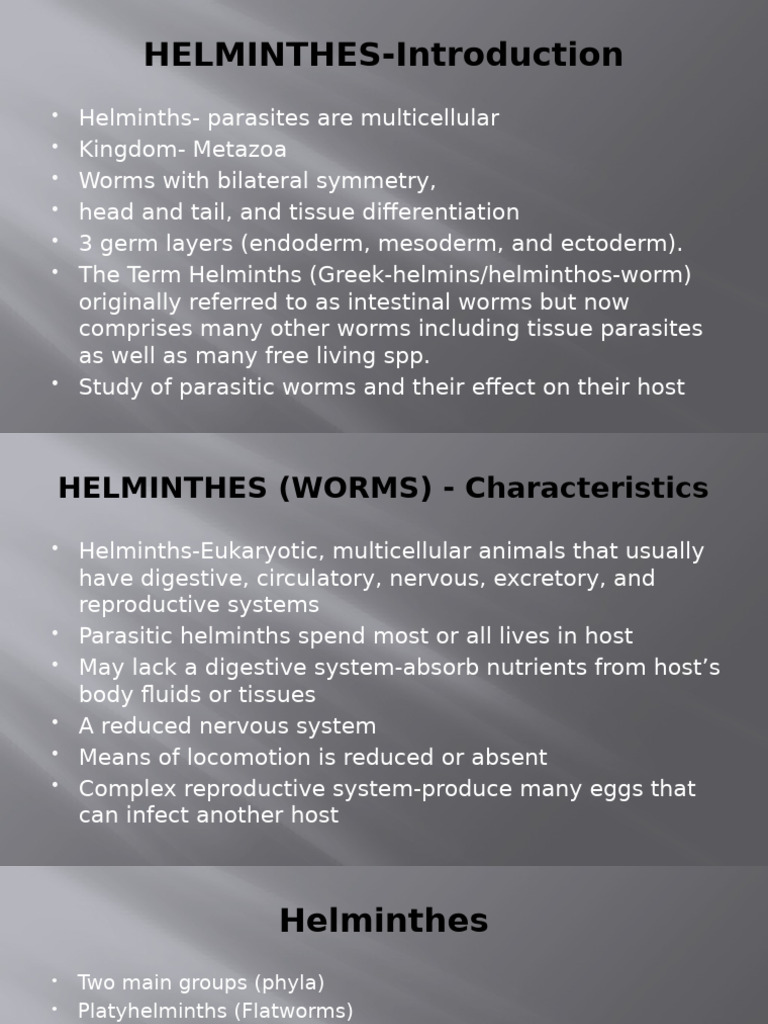 Helminths: Types, Characteristics, and Life Cycle | PDF