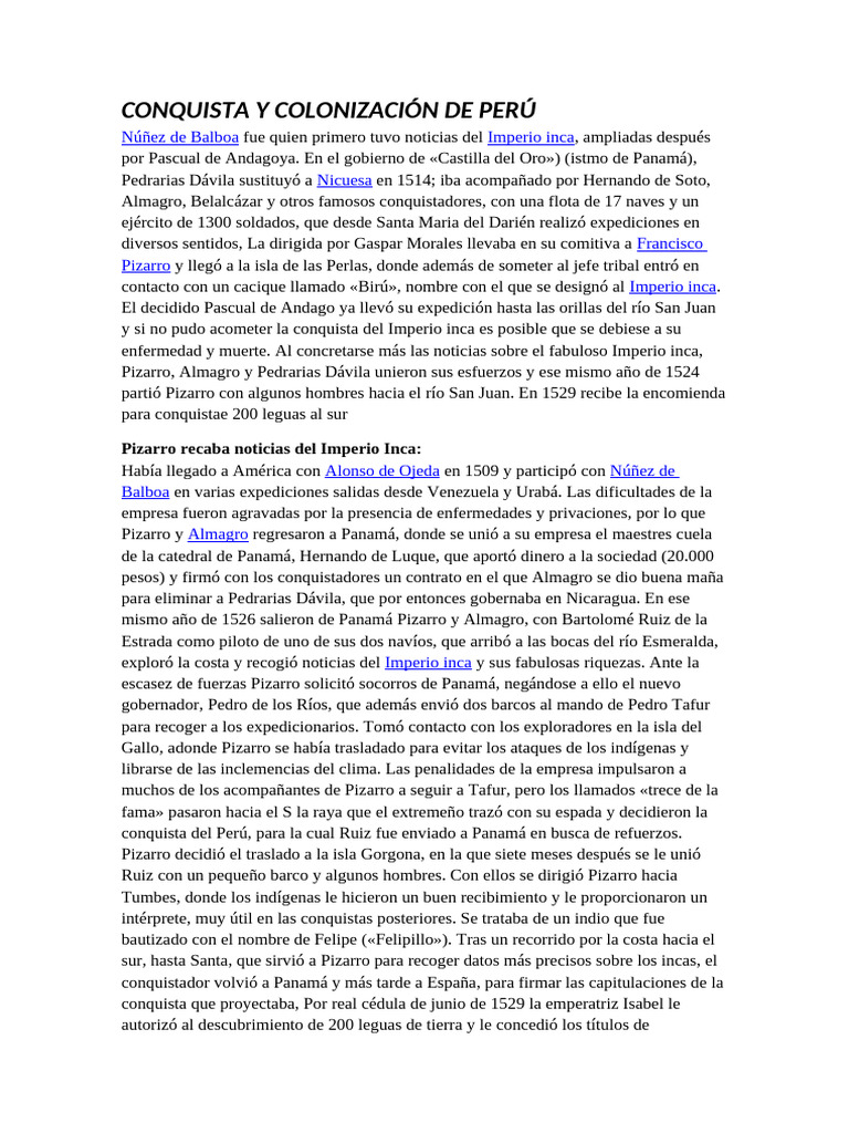 Conquista del Perú: Pizarro y los Incas | PDF | Francisco Pizarro ...