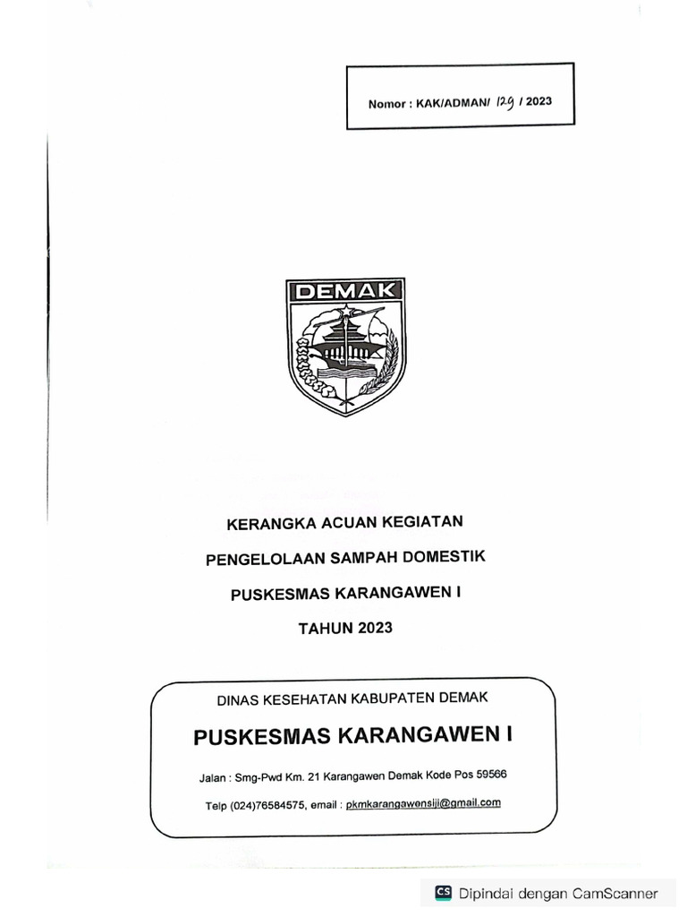 KAK Pengelolaan Sampah Domestik | PDF