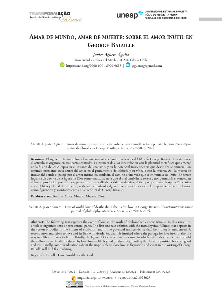 Amor y muerte en George Bataille | PDF | Amor | Friedrich Nietzsche