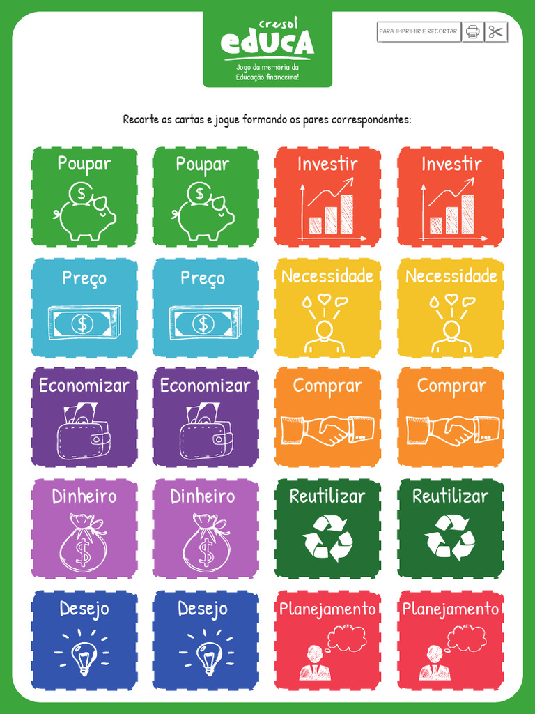 Jogo Da Memoria Da Educacao Financeira Cresol Educa 2 | PDF
