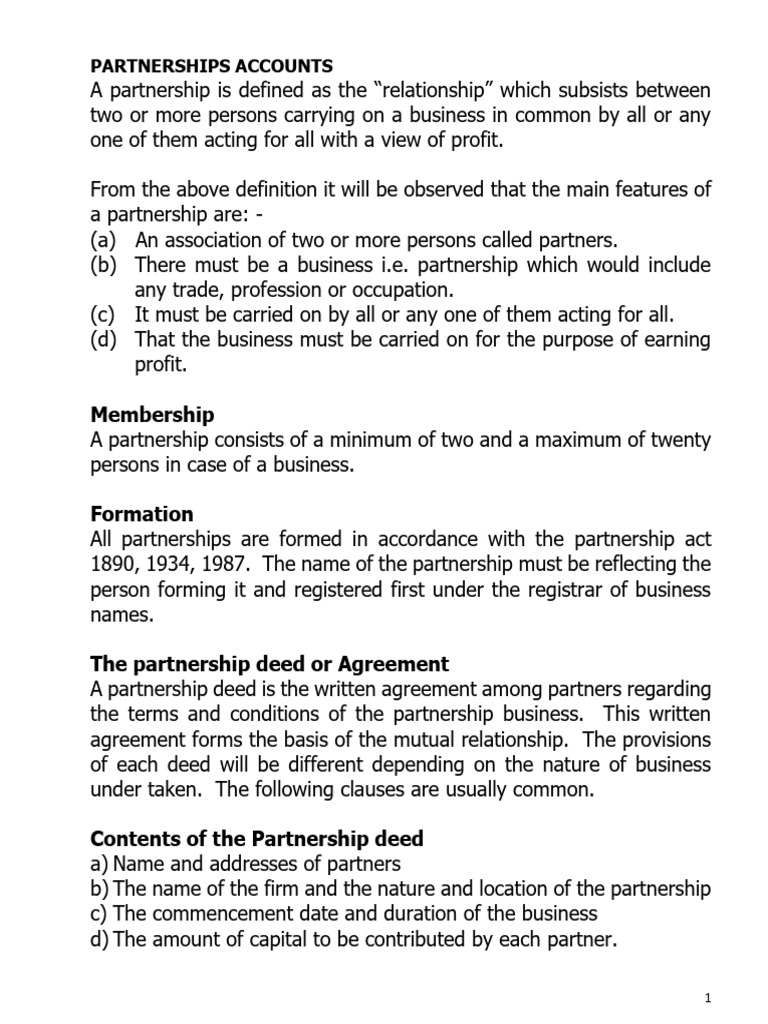 Notes On Partnership Accounts | PDF | Partnership | Expense