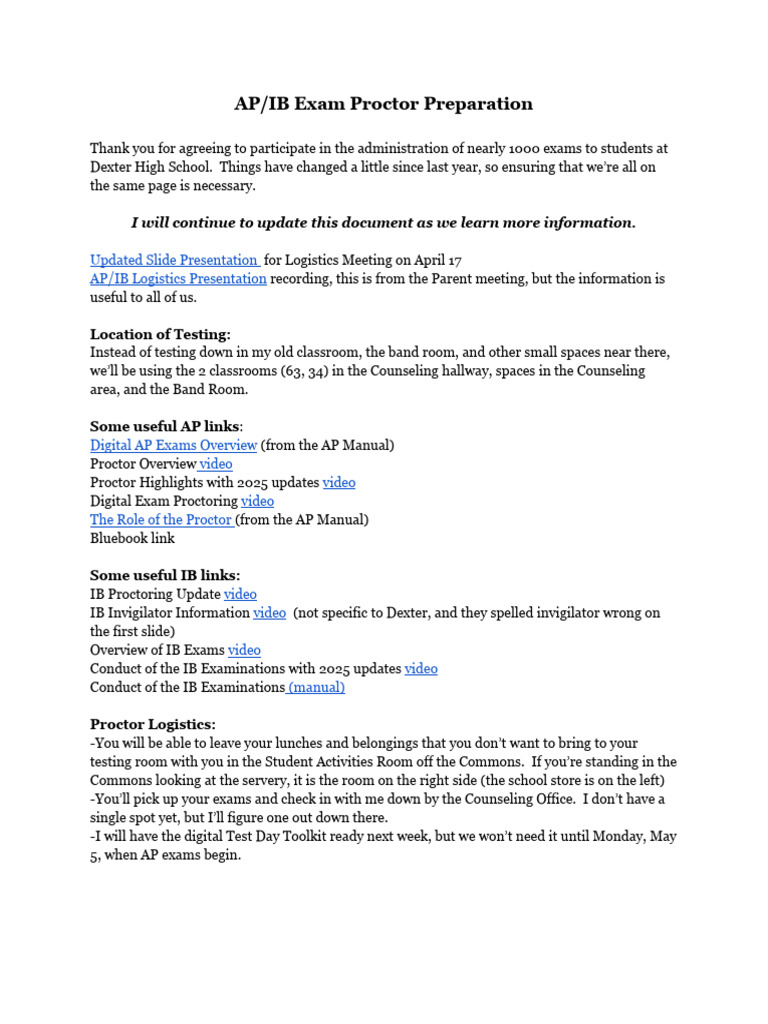 AP - IB Exam Proctor Training | PDF