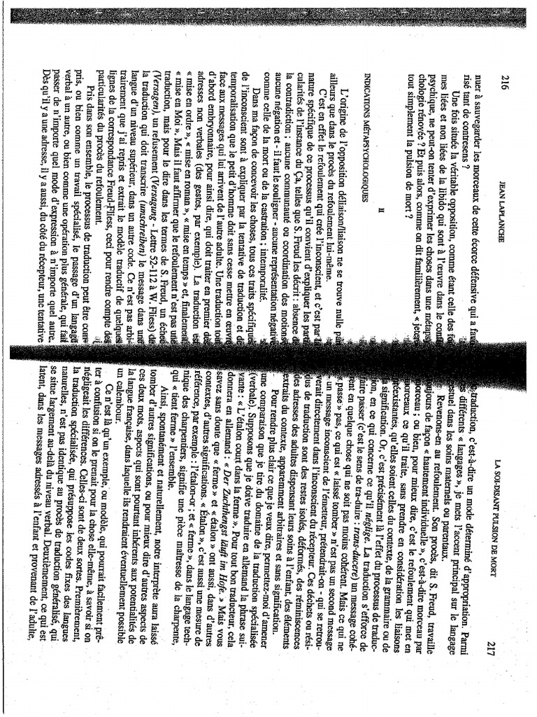 Laplanche Pulsion de Mort | PDF