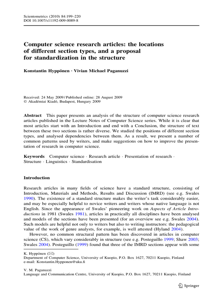 Computer Science Research Articles The L | PDF | Statistics | Methodology