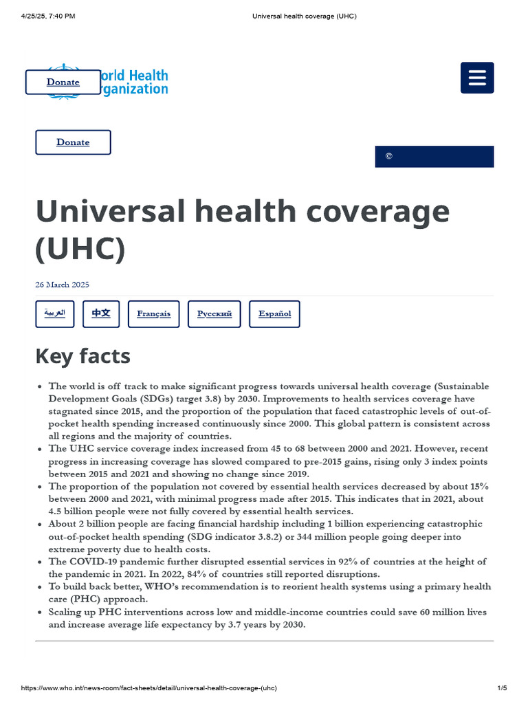 Universal Health Coverage Progress 2025 | PDF | Universal Health Care ...