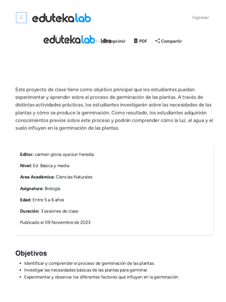 Experimentando La Germinación | PDF | Experimentar | Germinación