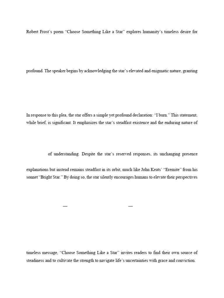 Analysis of Frost's "Choose Something Like a Star" | PDF