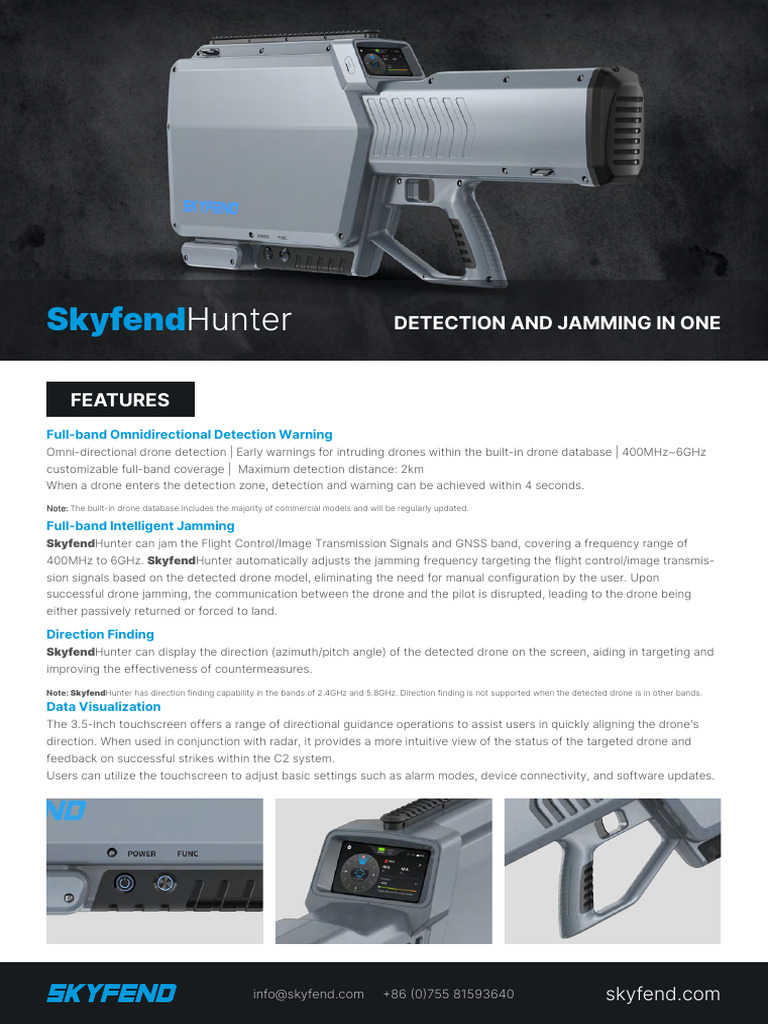 SkyfendHunter Datasheet 20230619 | PDF | Unmanned Aerial Vehicle | Radar
