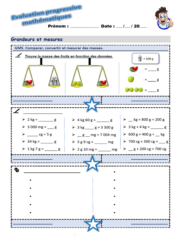 Passeval Comparer Convertir Et Mesurer Des Masses Au Cm1 Evaluation ...