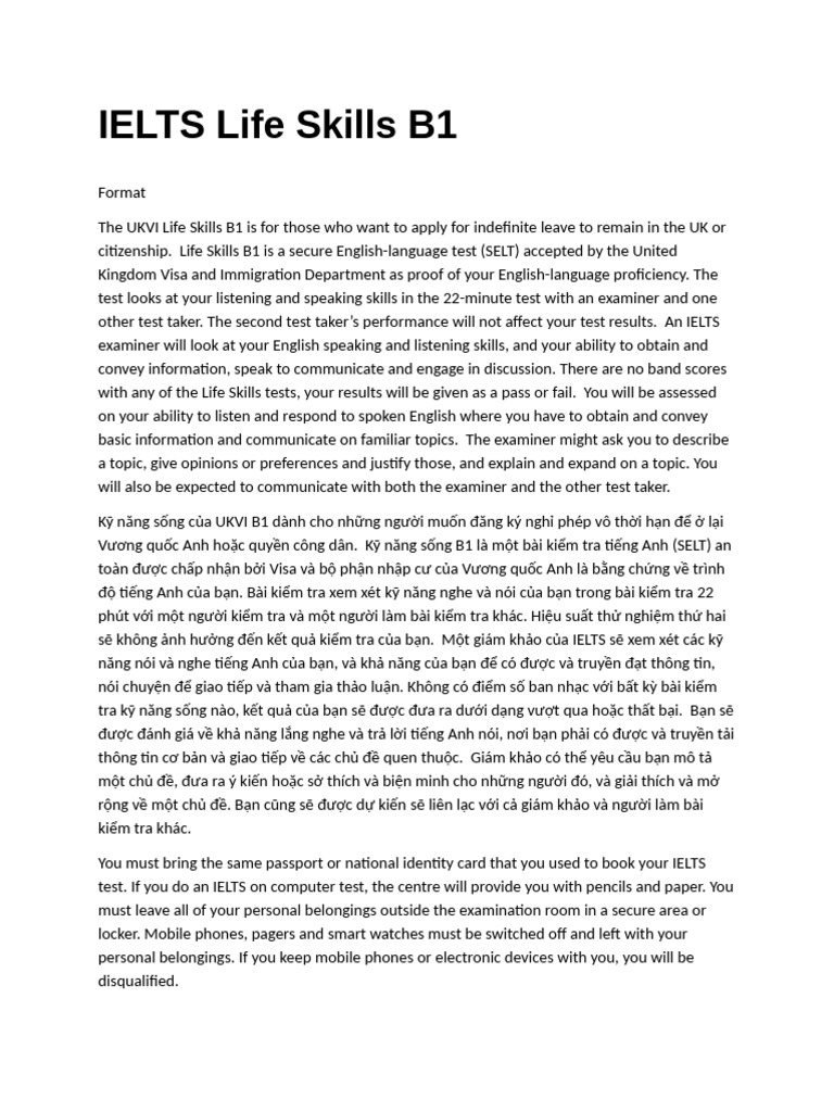 IELTS Life Skills B1 | PDF