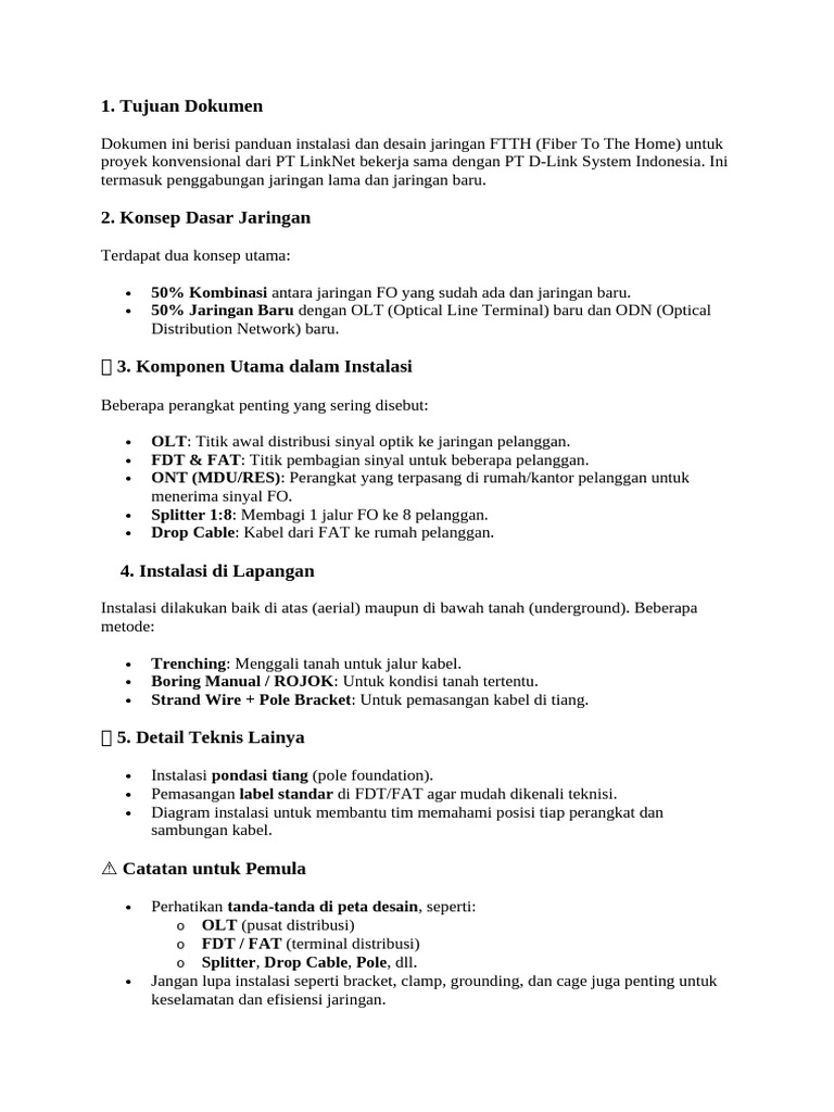 Panduan Instalasi Jaringan FTTH | PDF