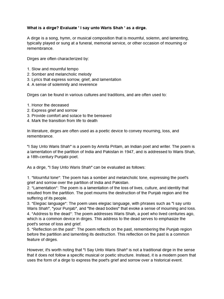 Understanding Dirges in Literature | PDF