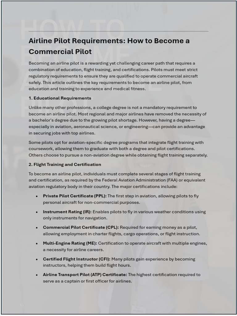 Airline Pilot Career Requirements Guide | PDF | Aeronautics | Aviation