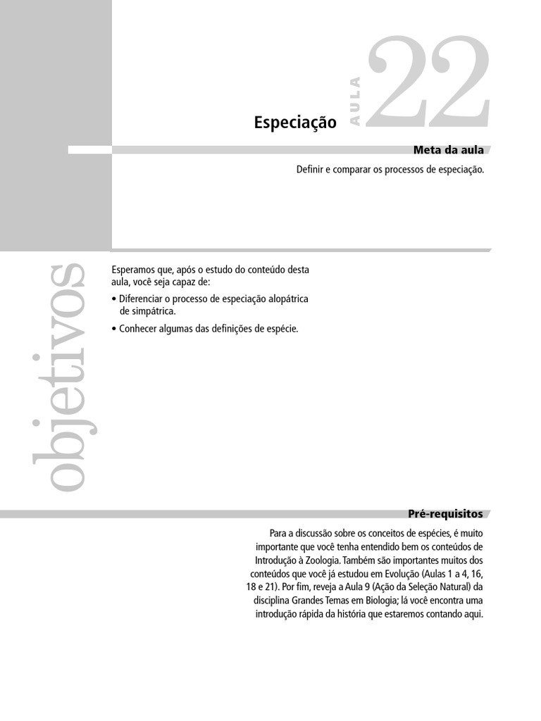 Especiação: Alopátrica vs. Simpátrica | PDF | Espécies | Evolução
