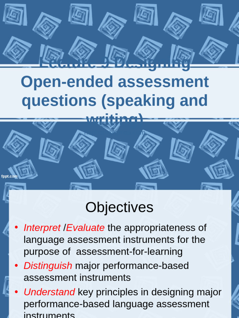 W8 - Open-Ended Assessment Instruments | PDF | Educational Assessment ...