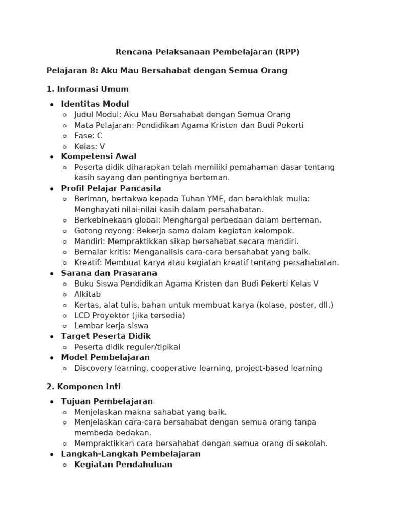 Komponen RPP Kurikulum Merdeka | PDF
