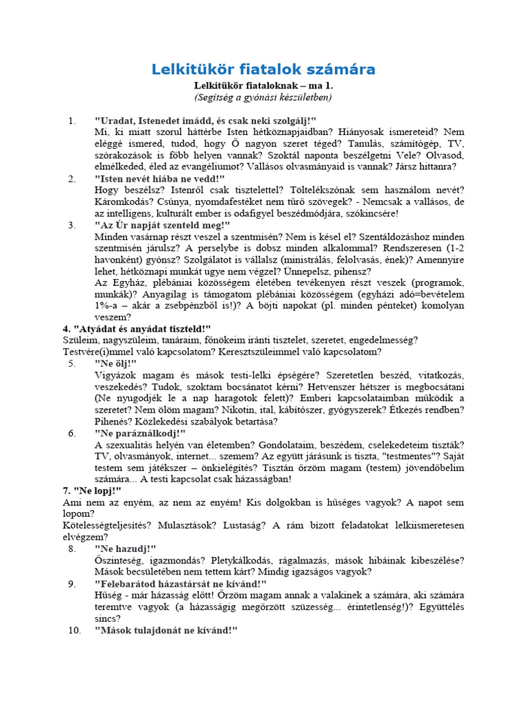 1086 - Lelkitükör Fiatalok Számára | PDF