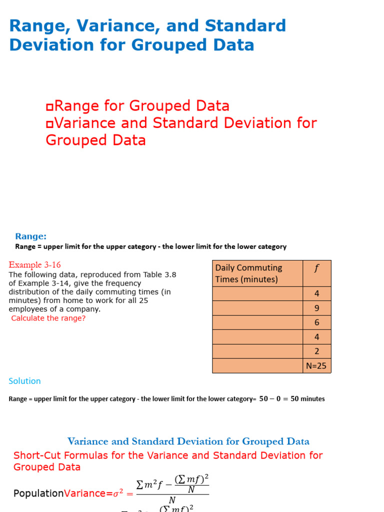 6-Range, Variance, and Standard Deviation for Grouped Data (3)⁩ | PDF ...