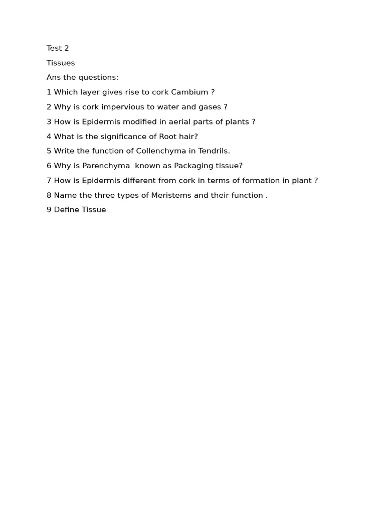 Plant Tissue Types and Functions Explained | PDF