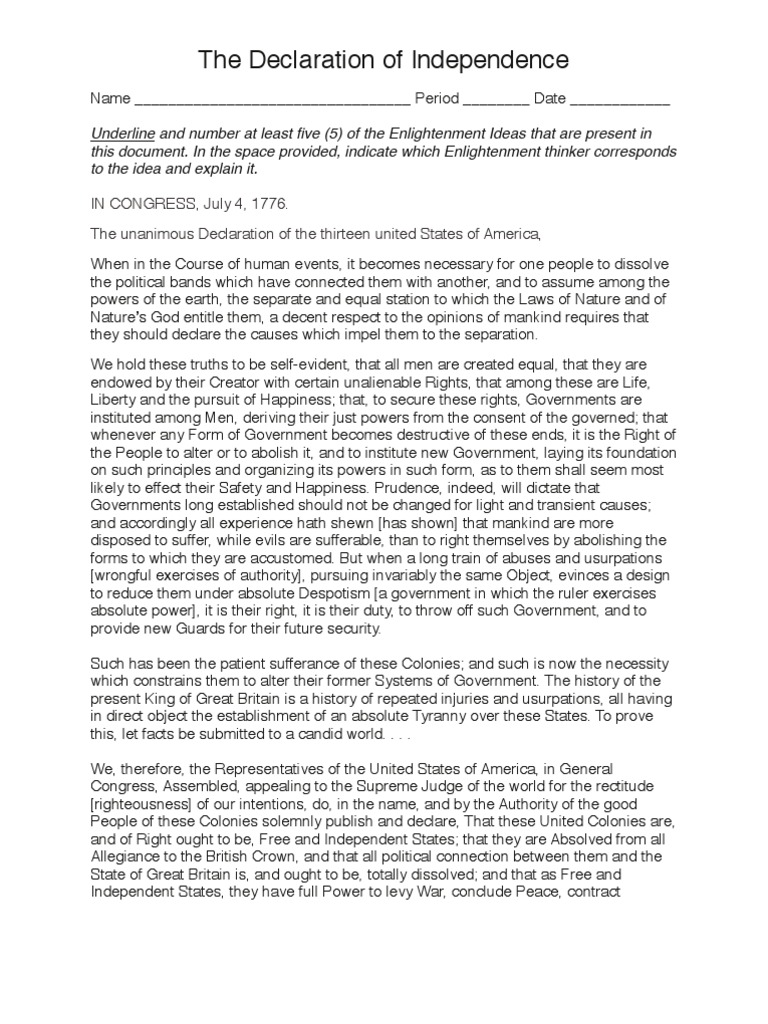 Declaration of Independence | PDF